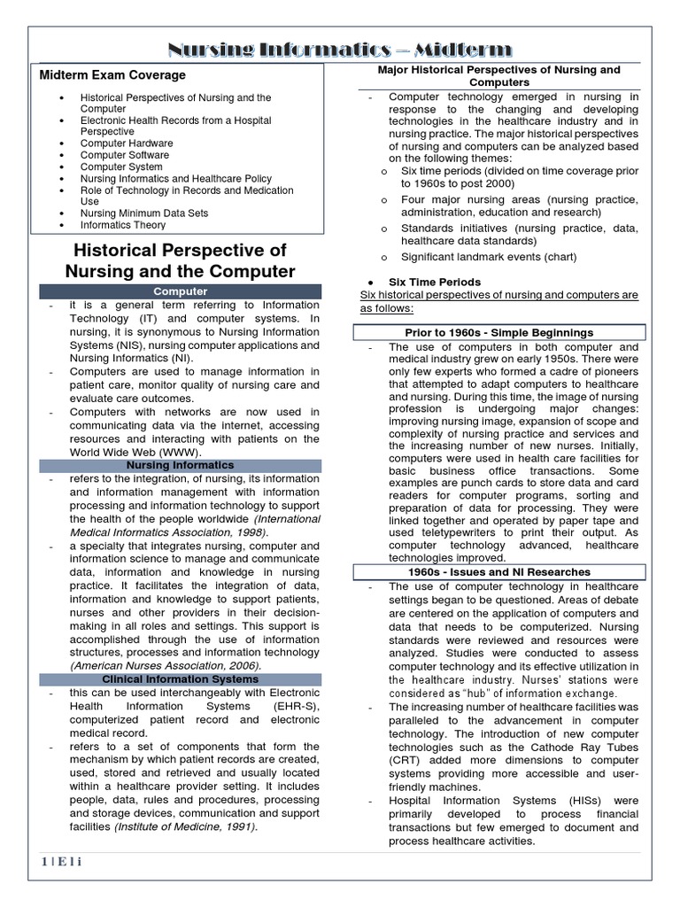 NCMB210 Midterm 1 10 | PDF | Electronic Health Record | Health Informatics
