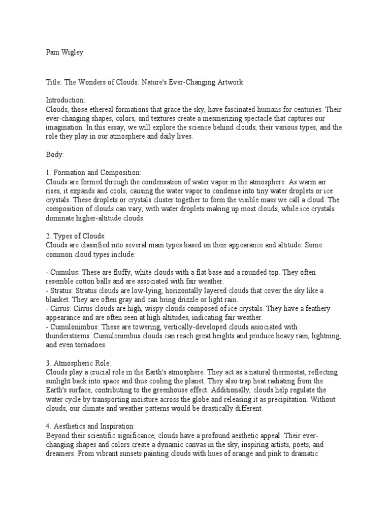 Wigley - Essay On Clouds | PDF | Cloud | Earth Sciences