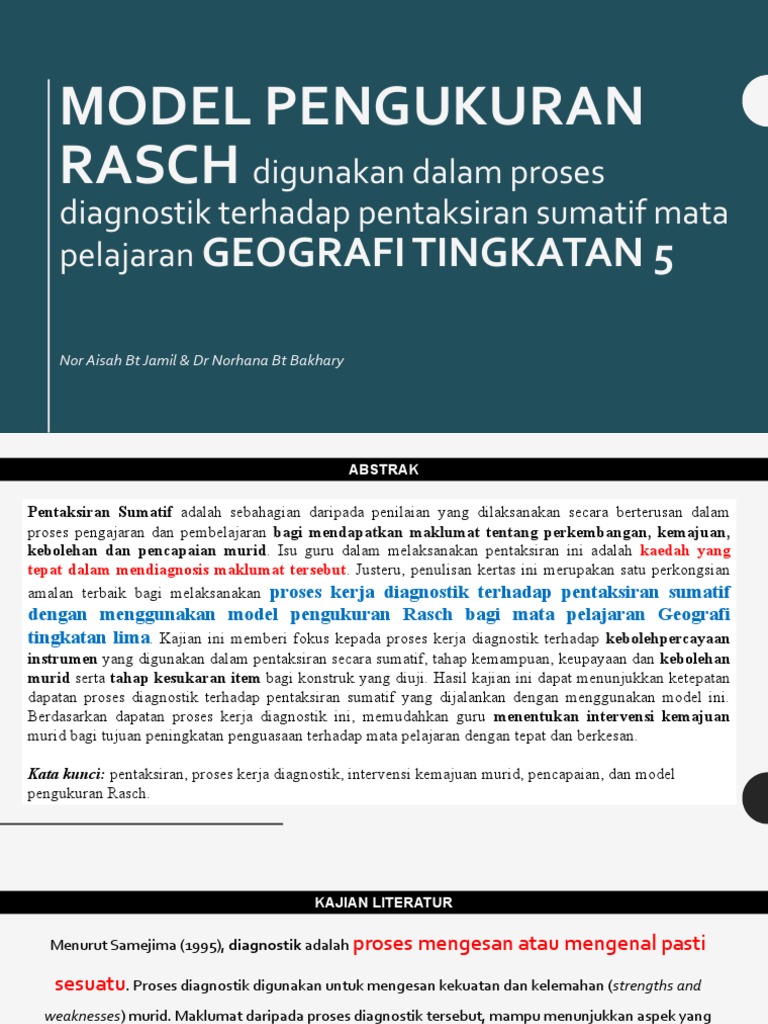 Analisis Pembelajaran Geografi T5 Menggunakan Model Pengukuran Rasch | PDF