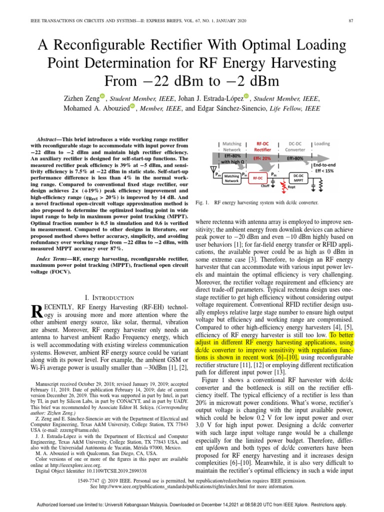 A - Reconfigurable - Rectifier - With - Optimal - Loading - Point - Determination - For - RF ...