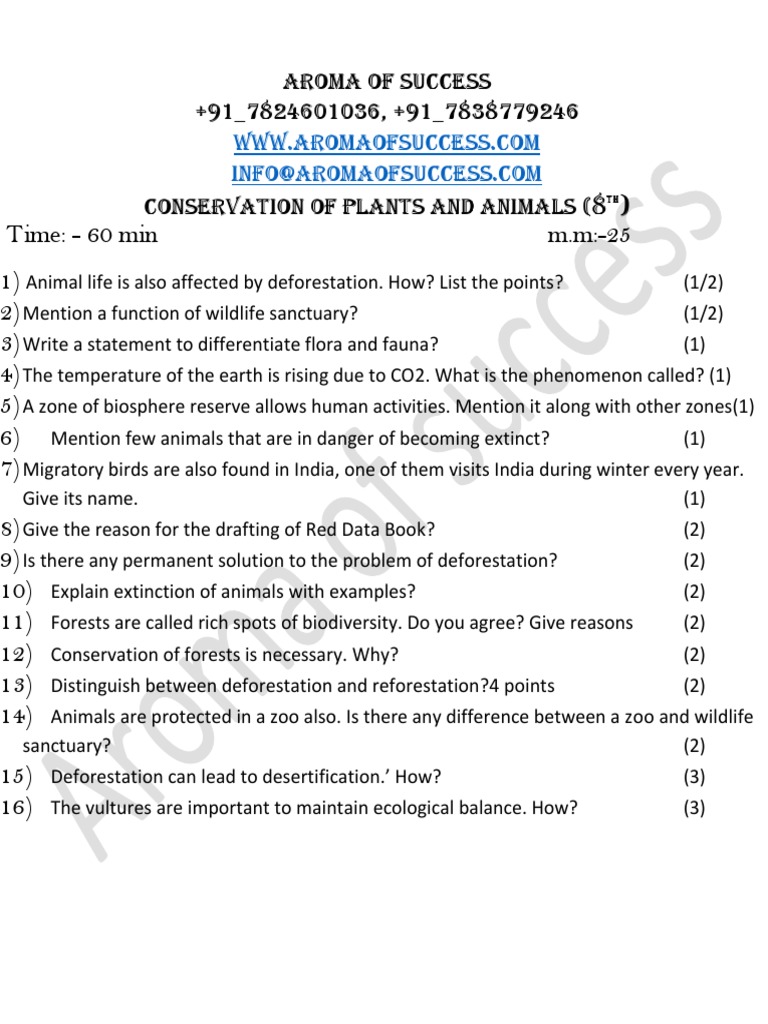 Conservation of Plant and Animals (8th) | PDF | Science & Mathematics