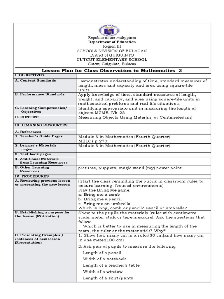COT LP in Math Quarter 4module 3 | PDF | Learning | Mathematics