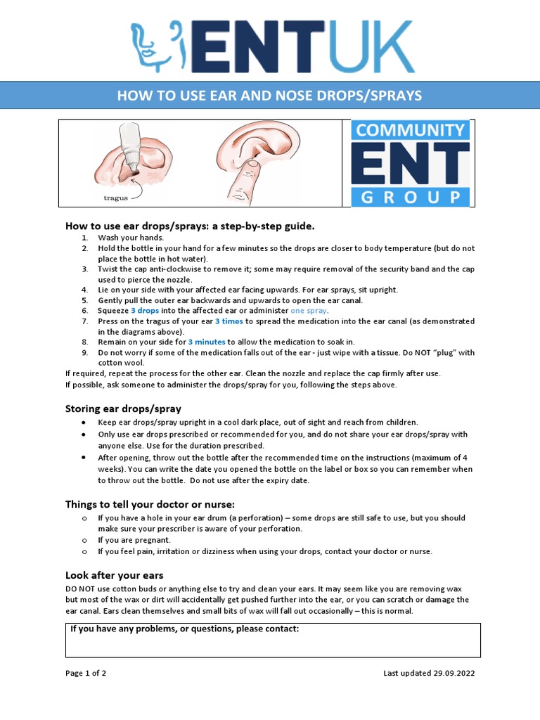 Guide to Using Ear and Nasal Drops | PDF | Human Nose | Topical Medication