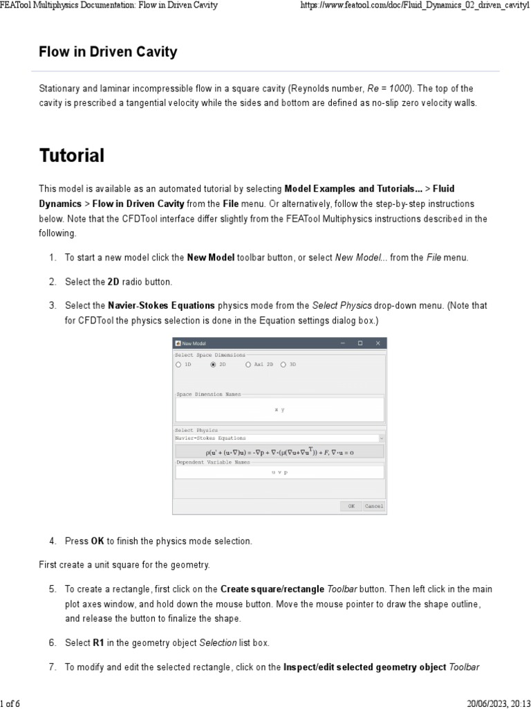 Flow in Driven Cavity | PDF | Fluid Dynamics | Mechanics