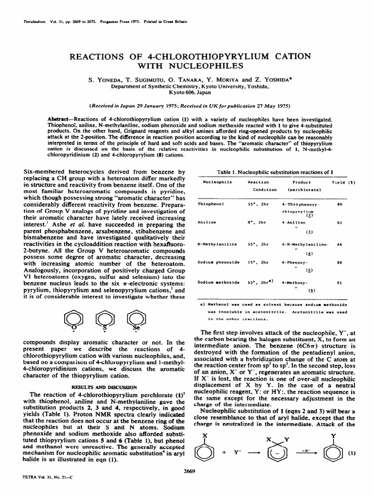 Thiopyrylium Reactions | PDF | Chemical Reactions | Aromaticity