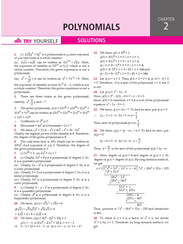 Rightpdf 100 Percent Maths cl-9 ch-2 Ty 2023 Watermark Unlocked | PDF | Polynomial | Numerical ...