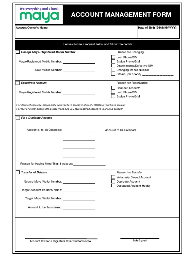 Account Management Form | PDF