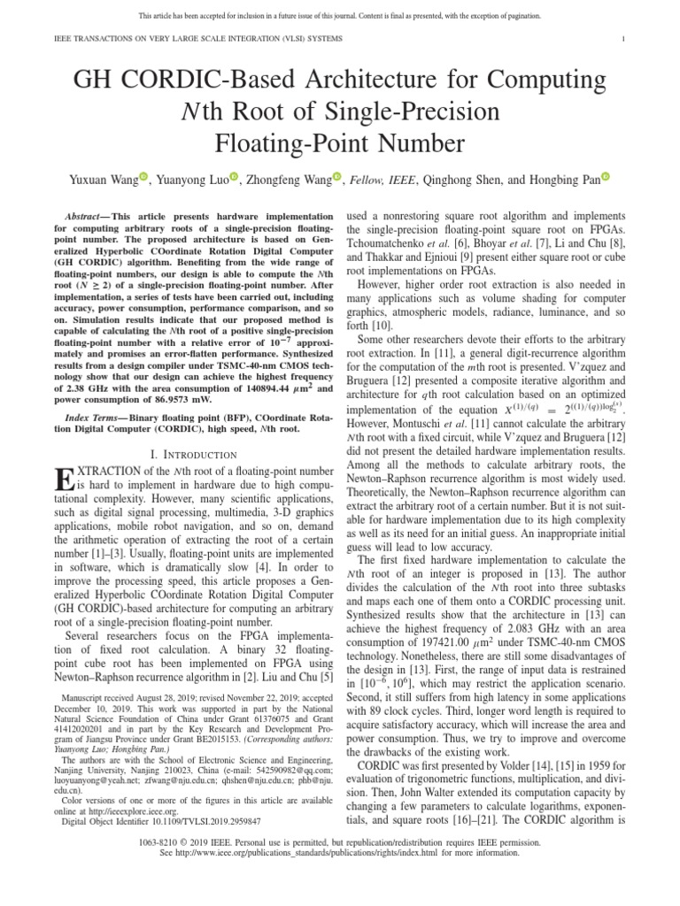 Root Computation Of Floating Point Numbers Pdf Computing Arithmetic 9810