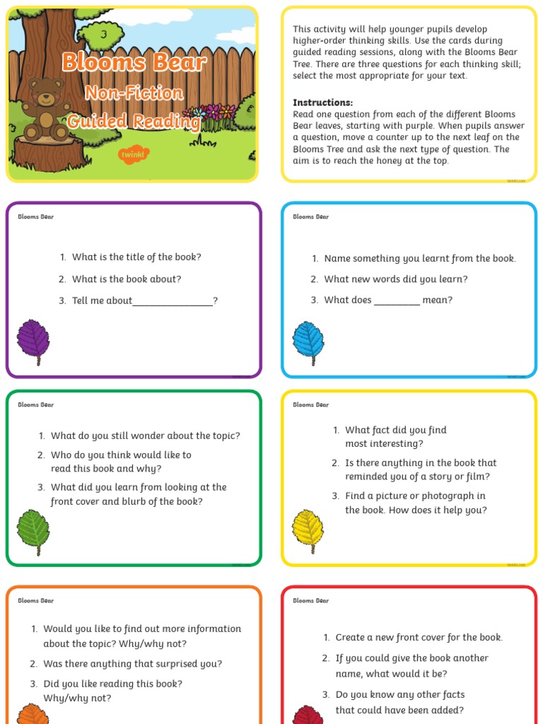 Blooms Taxonomy Early Level Reading Challenge Cards Non Fiction | PDF ...