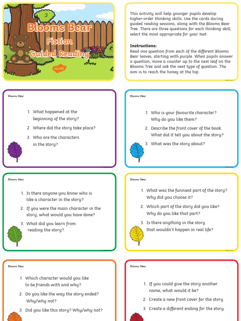 Blooms Taxonomy Early Level Reading Challenge Cards Fiction | PDF ...