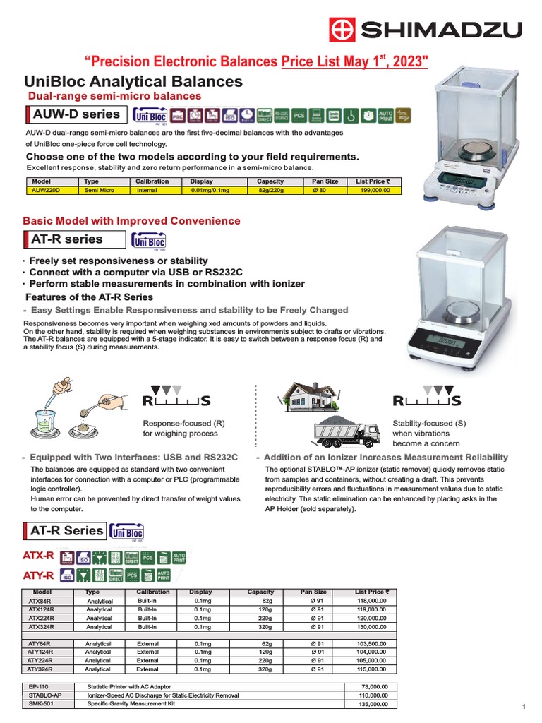 SHI-AM Price List 1st May 2023 - F | PDF | Weight | Calibration