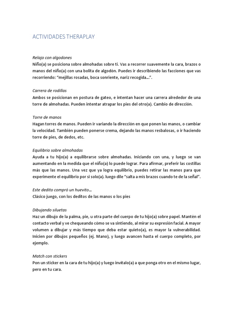 Actividades Creativas de Theraplay | PDF | Artes del Lenguaje y ...