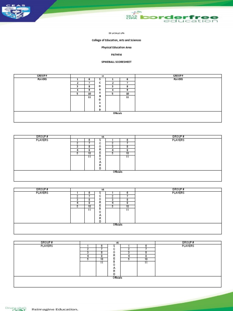 Spikeball Scoresheet Template | PDF