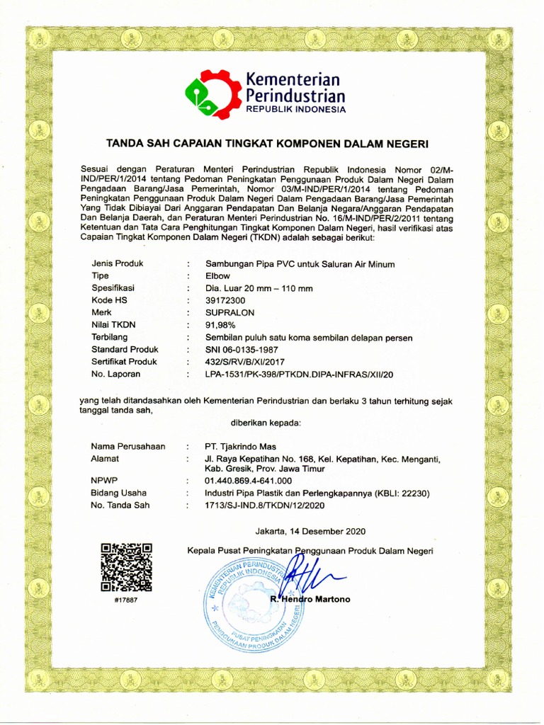TKDN Elbow PVC Air Minum | PDF