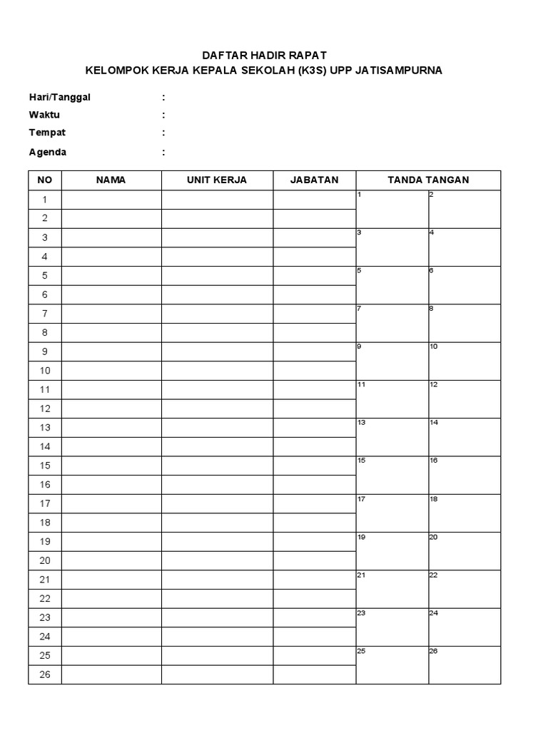 Daftar Hadir Rapat k3s | PDF
