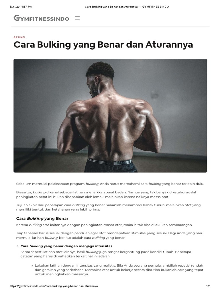 Cara Bulking Yang Benar Dan Aturannya - GYMFITNESSINDO | PDF