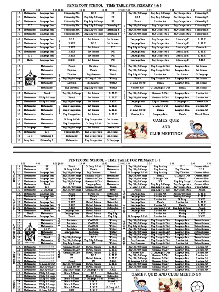 Pps Time Table Primary | PDF | Information And Communications ...