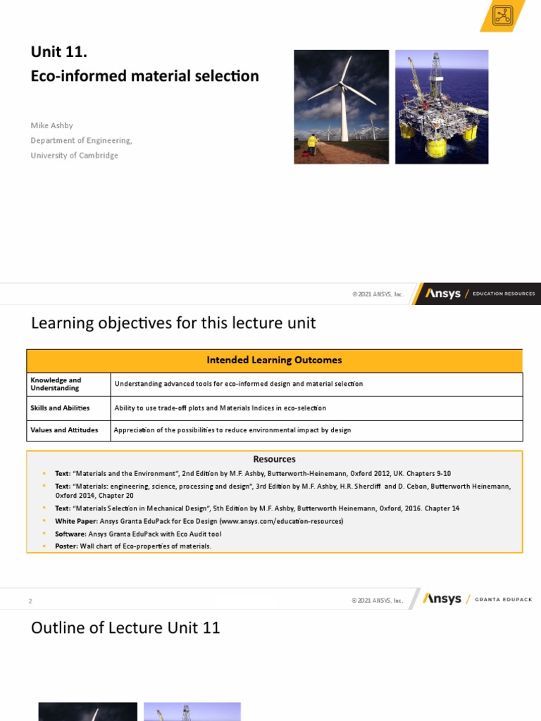 Eco Informed Materials Selection Lecture Unit 11 PPTEFFEN21 | PDF | Databases | Composite Material