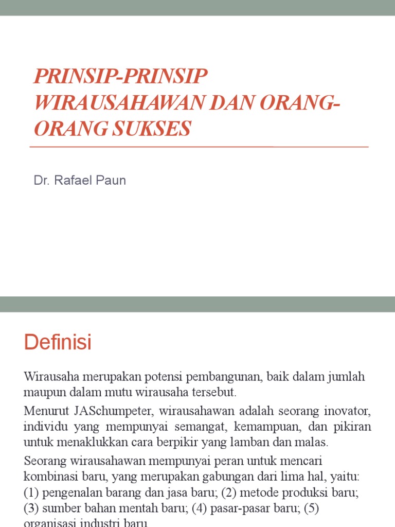 Prinsip-Prinsip Wirausahawan Dan Orang-Orang Sukses | PDF | Bisnis