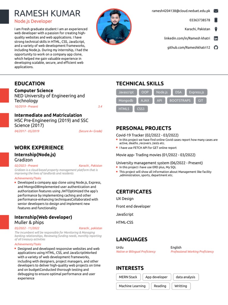 Node - RAMESH's Resume | PDF | World Wide Web | Internet & Web
