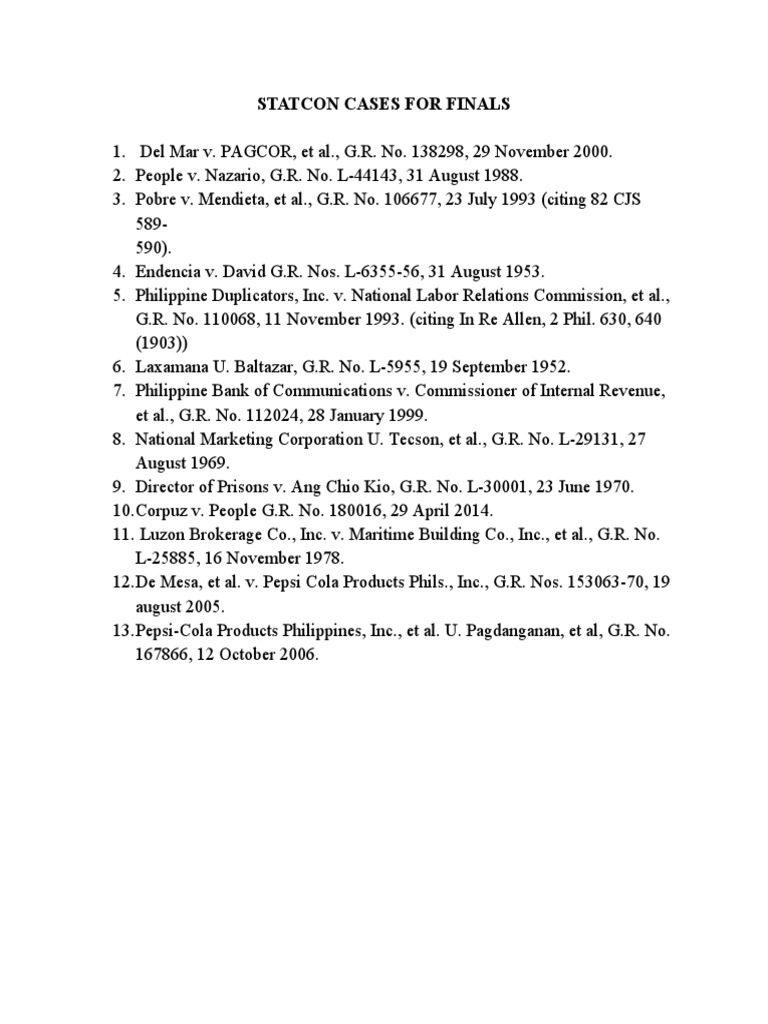 Statcon Cases For Finals | PDF