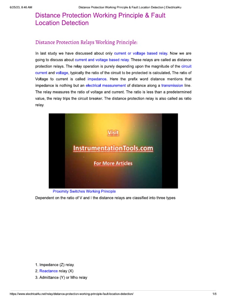 Distance Relay Note | PDF