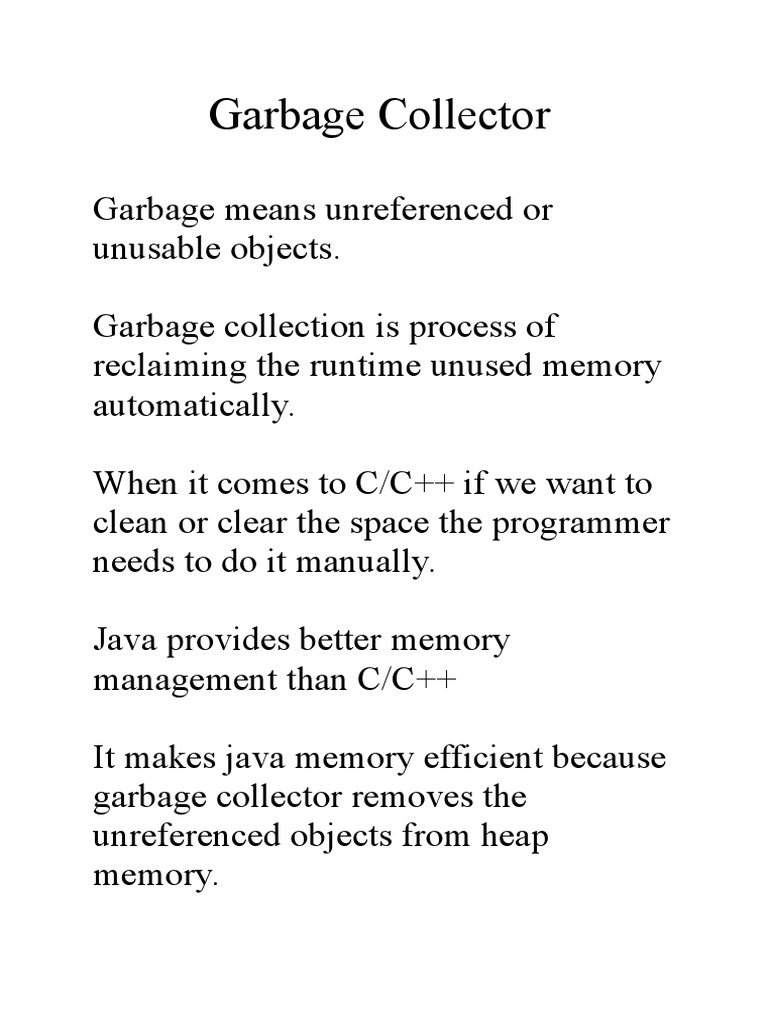 Garbage Collector Pdf Java Programming Language Systems Engineering