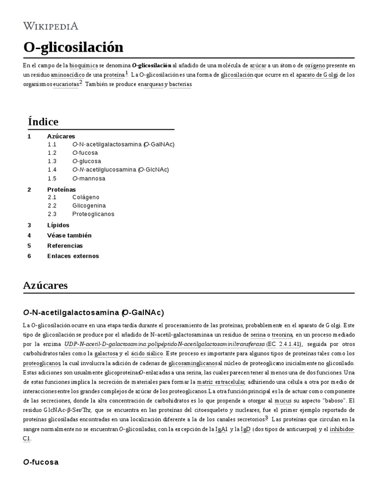 O-Glicosilación: Proceso y Funciones | PDF | Biología Molecular ...