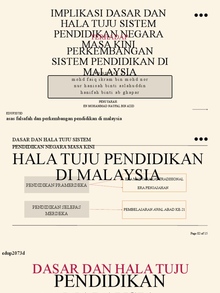 Tutorial 5 Implikasi Dasar & Hala Tuju Sistem Pendidikan Malaysia Terhadap Perkembangan | PDF