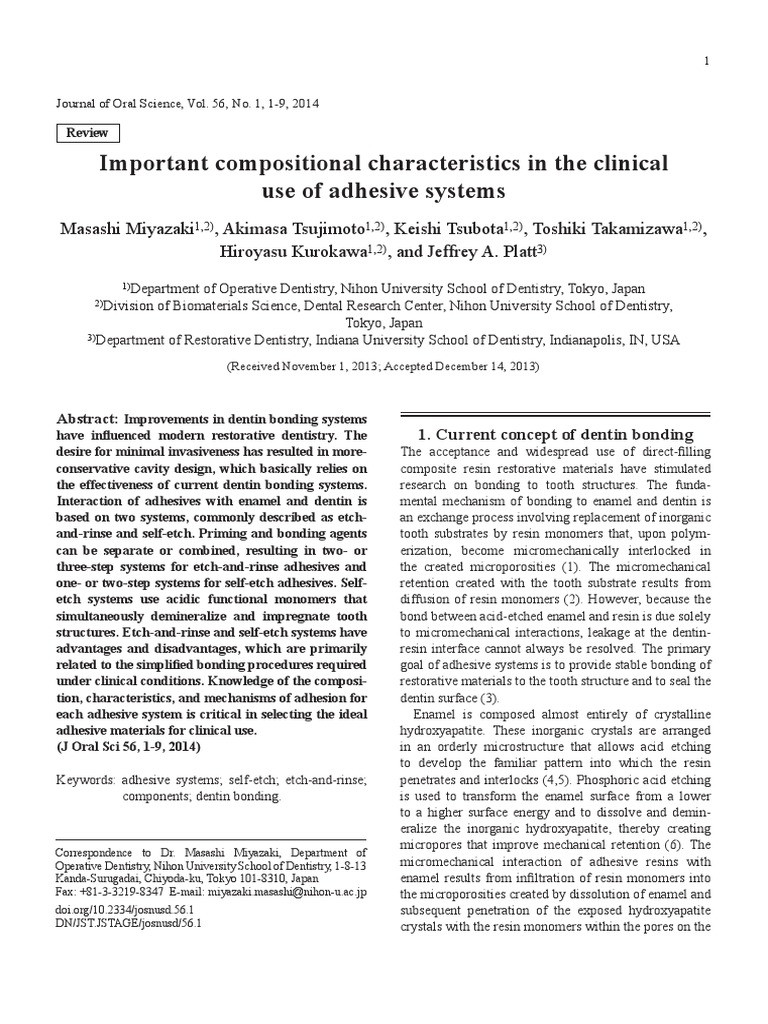 Important Compositional Characteristics in The Clinical Use of Adhesive Systems | Download Free ...