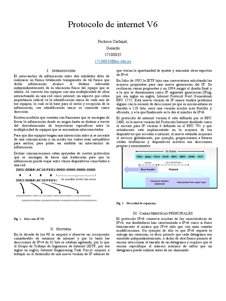 Formato IEEE para Trabajos de Investigación - IPV6 | PDF | Yo Pv6 | Protocolos de internet