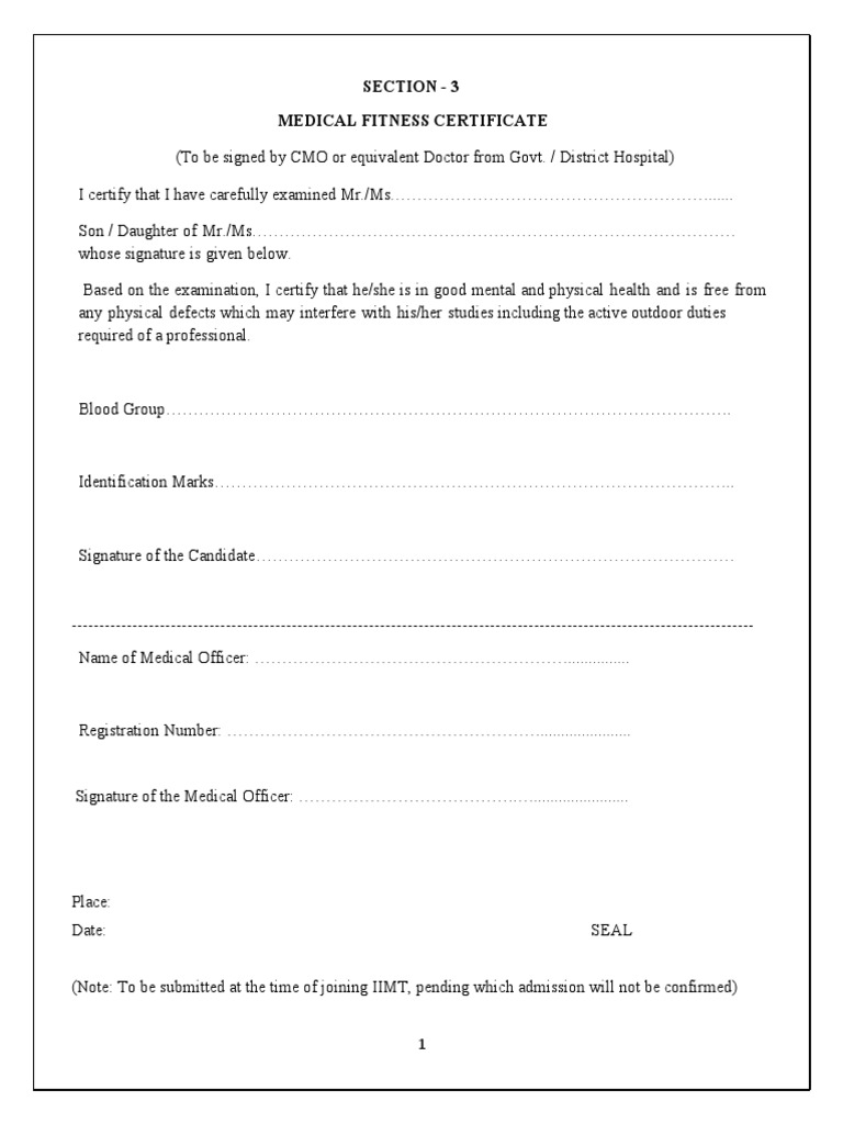 Medical Certificate | PDF