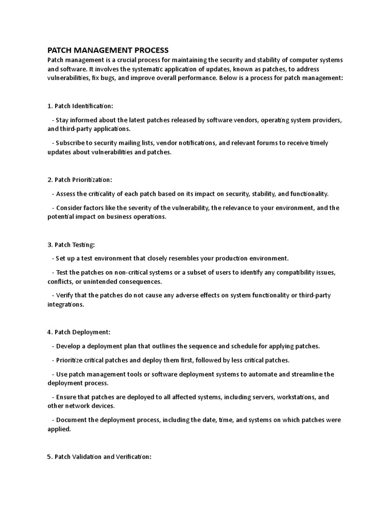 Effective Patch Management Process Guide | PDF | Vulnerability (Computing) | Computer Security