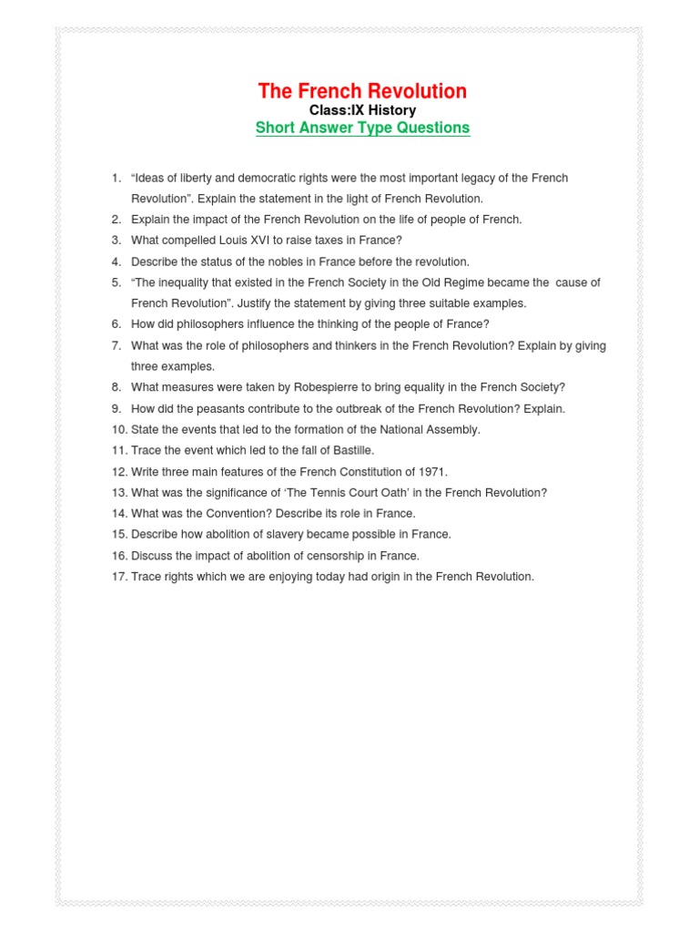 French Revolution Questions | PDF