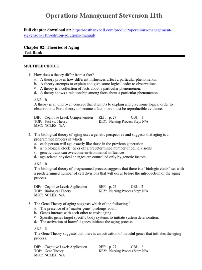 Operations Management Stevenson 11th Edition Solutions Manual | PDF ...