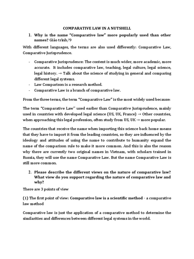 Understanding Comparative Law Concepts | PDF | Science | Common Law
