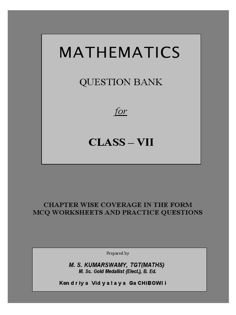 Class 7 Maths Question Bank by KumarSwamy | PDF | Numbers | Integer
