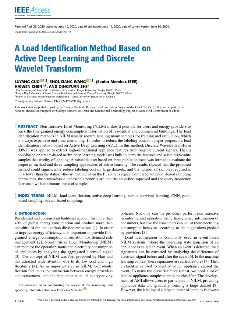 A Load Identification Method Based On Active Deep Learning And Discrete Wavelet Transform Pdf