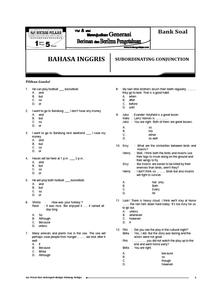 Subordinating Conjunction (Layouted) | PDF