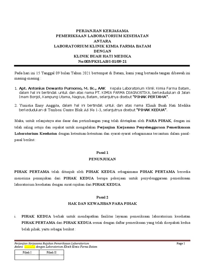 Draft Mou Rujukan Lab | PDF