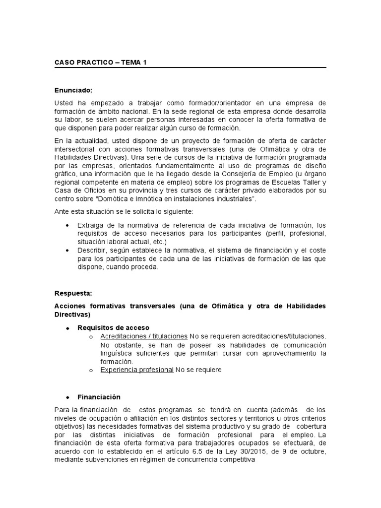 Caso Práctico Tema 1 | PDF | Desempleo | Desarrollo profesional