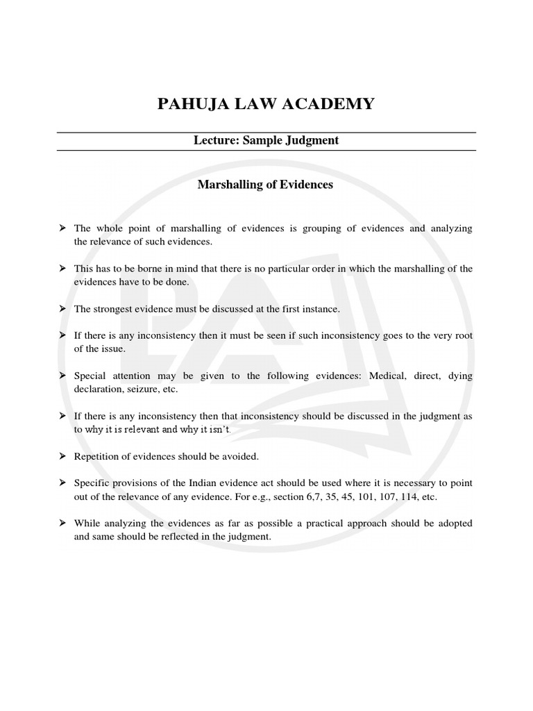 Marshalling of Evidence by Shraddha Mam, 26.08.2022 | PDF | Evidence ...