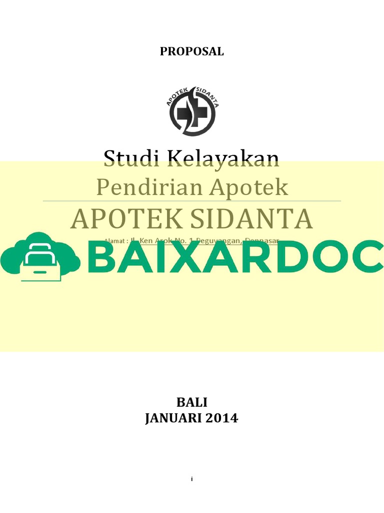 Proposal Studi Kelayakan Apotek Pdf