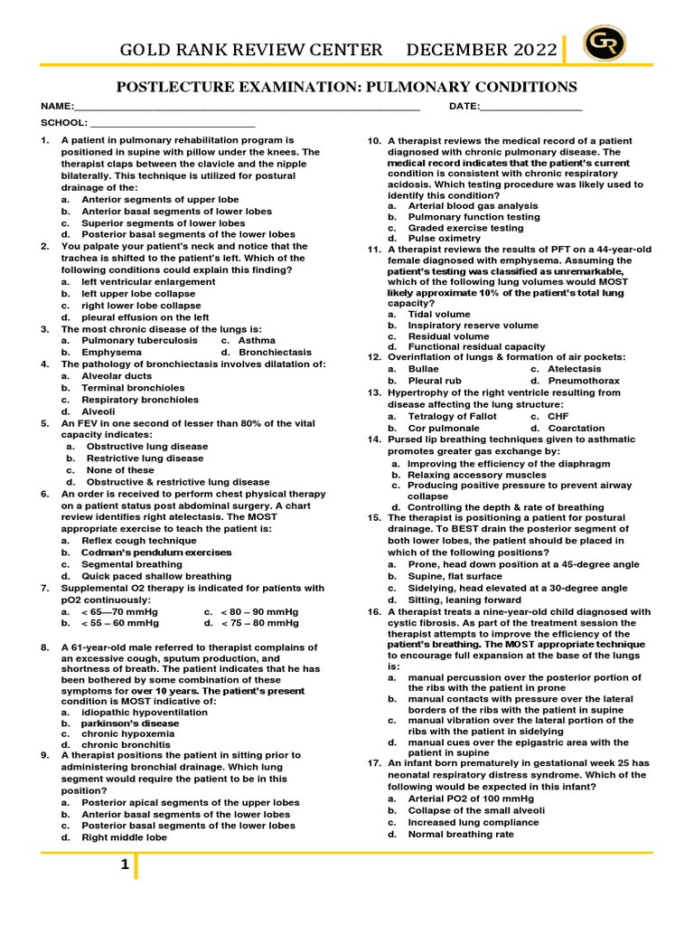 PULMO | PDF | Lung | Chronic Obstructive Pulmonary Disease