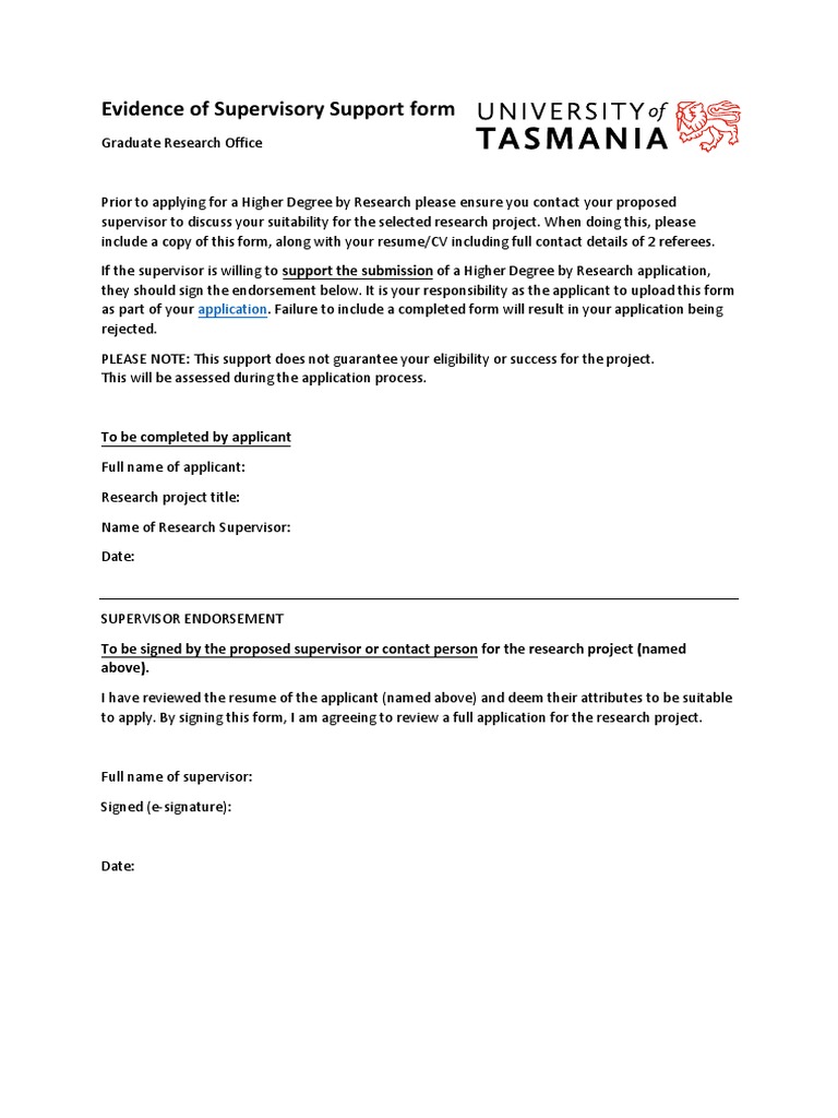 UTAS_Supervisor-support-for-HDR-applicant-form | PDF