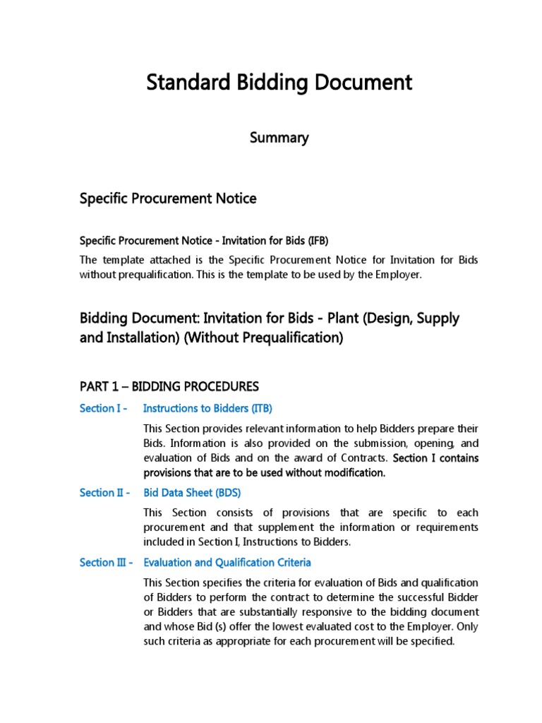 Standard Bidding Document | PDF | Procurement | Business