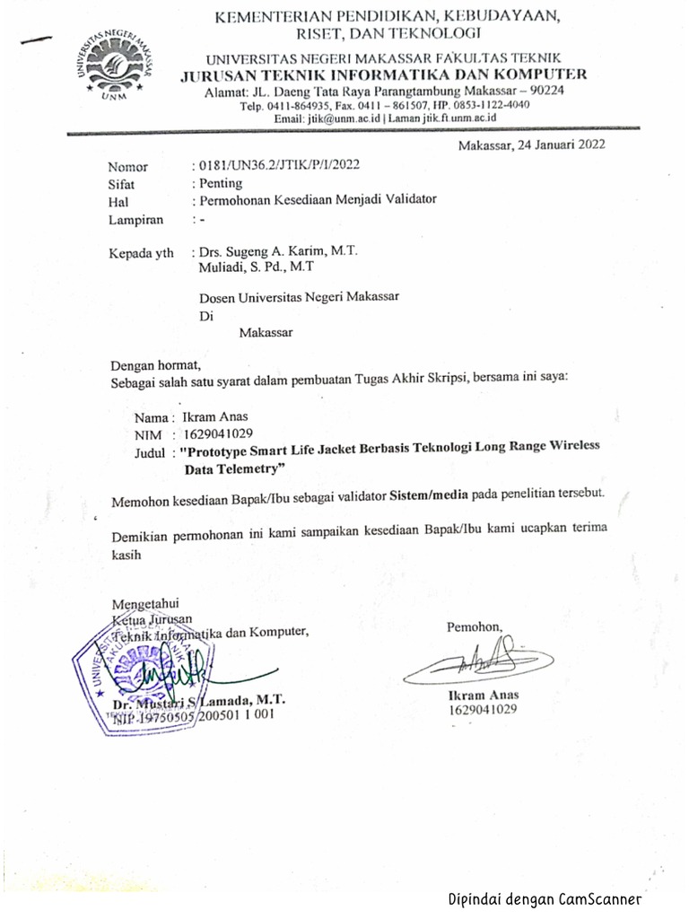 Contoh Surat Permohonan Menjadi Validator Sistem | PDF