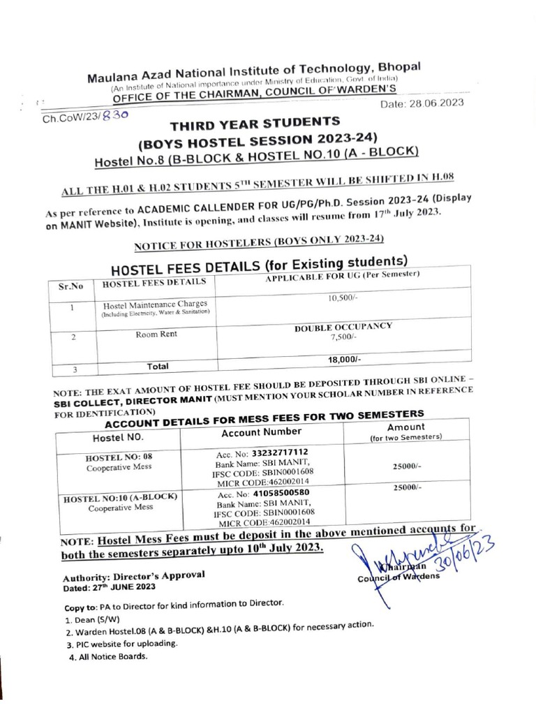 Notice For UG Students For Hostel Allotment Session 2023-24 | PDF