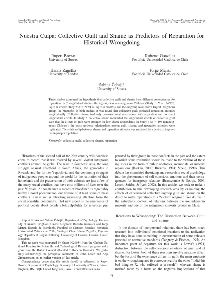 Nuestra Culpa | PDF | Shame | Guilt (Emotion)