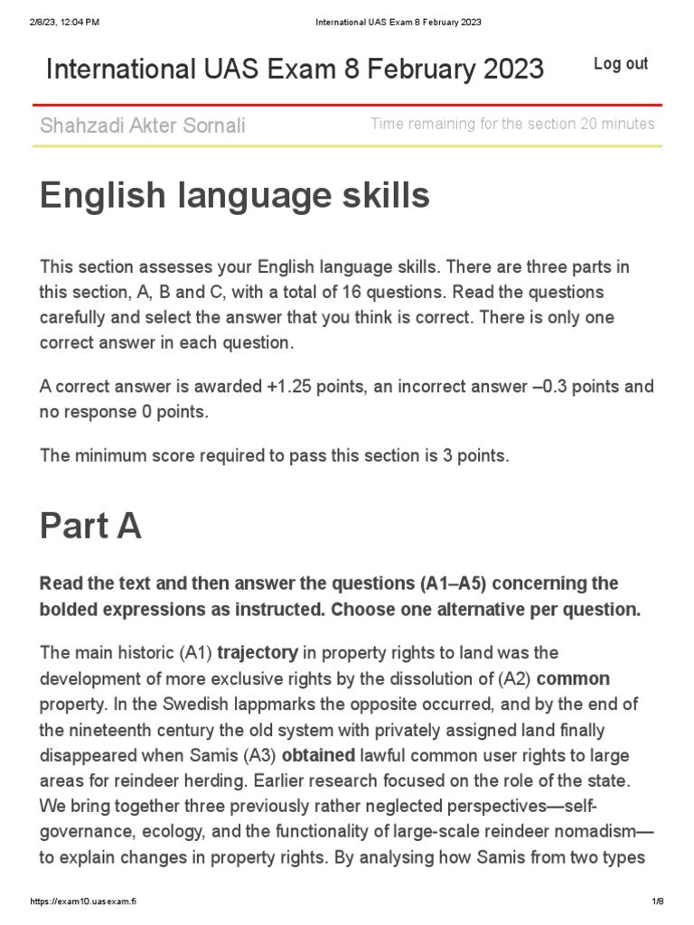UAS Exam: English Skills Assessment | PDF | Perception | Taste